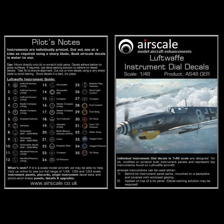 1/48 Luftwaffe Instrument Dial Decals | Manscale Models