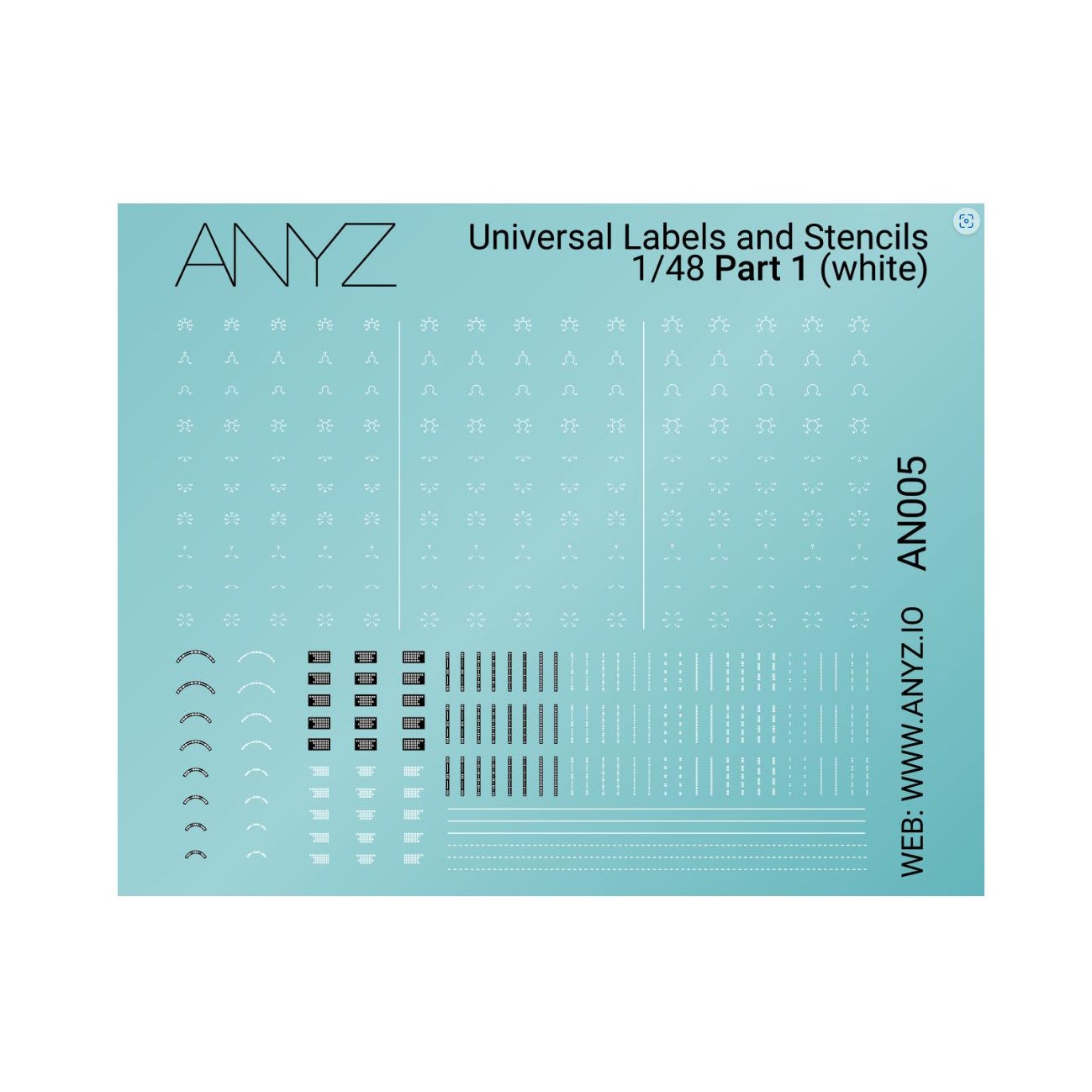 Universal Labels and Stencils 1/48 Part 1 (white) | Manscale Models