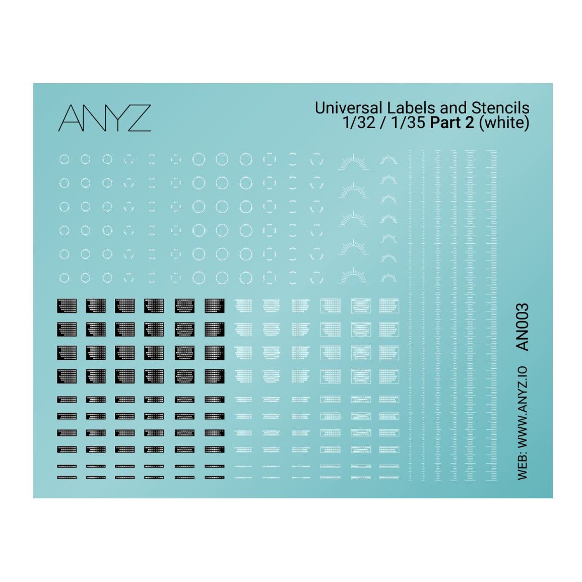 Universal Labels and Stencils 1/32 Part 2 (white) | Manscale Models