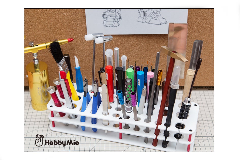 Desktop Tool Storage Rack-White | Manscale Models